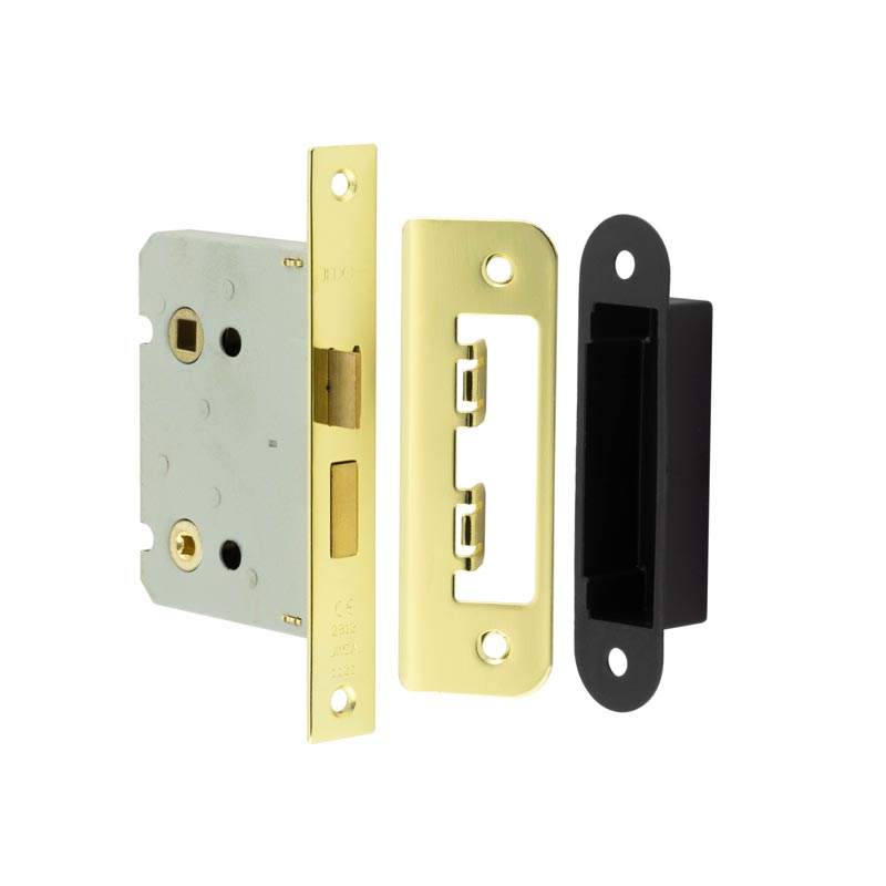 Frelan Bathroom lock square forend & radiused strike plate 76mm JL460EB ...